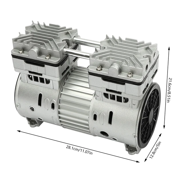 NEW 800W 8 Bar Oilless Piston Compressor Pump Double Cylinder High ...