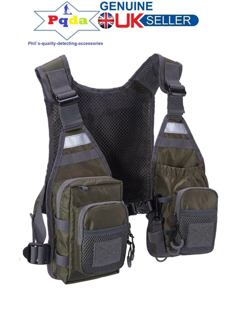 METAL DETECTING FINDS Accessory Tough Chest Rig / Vest Adjustable Multi ...
