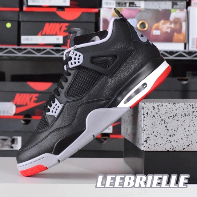 AIR JORDAN 4 Retro Bred Reimagined Black Red Cement Grey FV5029-006 GS ...