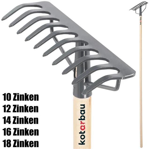 KOTARBAU® RECHEN AUS Metall mit Holzstiel Gartenrechen mit verstärktem ...