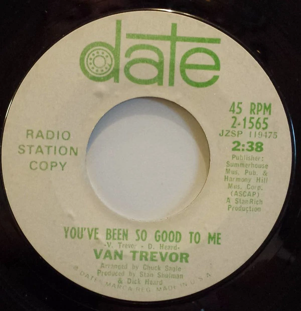 VAN TREVOR - You've Been So Good To Me - disque vinyle d'occasion 7 ...