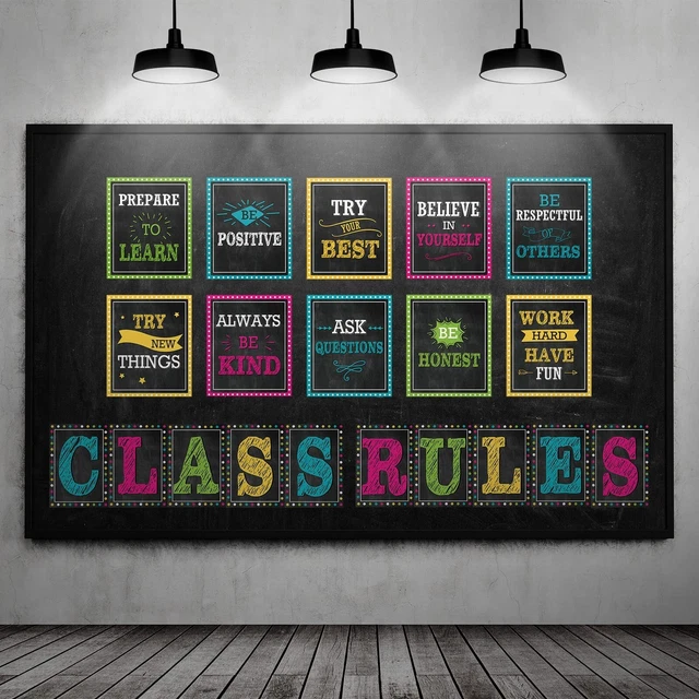 20 PIECES CLASSROOM Bulletin Board Posters Class Rules Letter ...