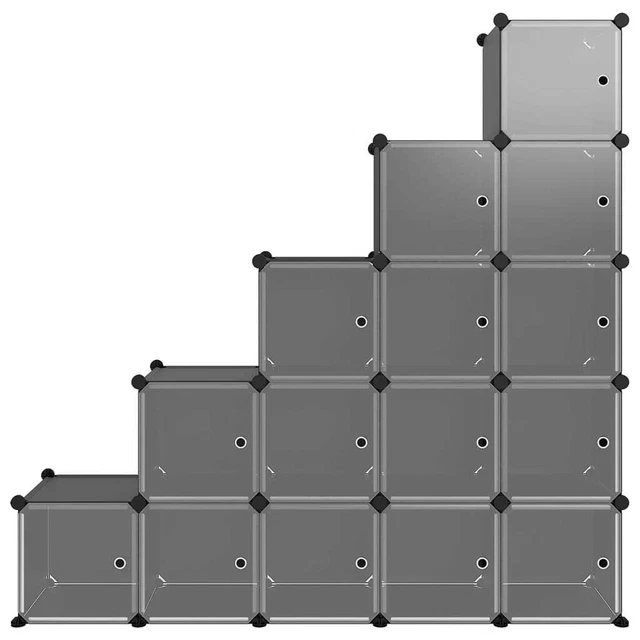 VIDAXL STORAGE CUBE Organiser with 15 Cubes and Doors Black PP $110.88 ...