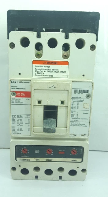 EATON KD3400F CUTLER-HAMMER Kd35K 400 Amps Circuit Breaker Frame 3 Pole ...