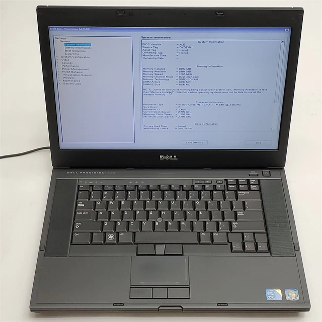 DELL PRECISION M4500 Laptop Intel i7 M640 2.80GHZ 15.6" FHD 8GB RAM NO ...