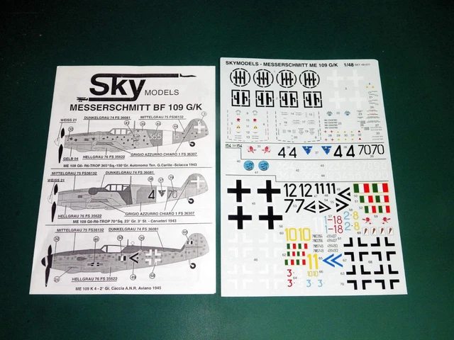 SKY MODELS DECALS 1/48 48011 - Messerschmitt Bf109 G/K £7.49 - PicClick UK
