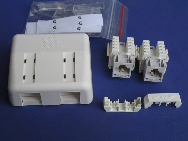 DUAL KRONE COMPLETE Surface Telephone Socket Outlet Telstra TPG + Jacks ...
