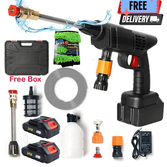 PORTABLE CORDLESS CAR High Pressure Washer Jet Water Wash Cleaner Gun ...