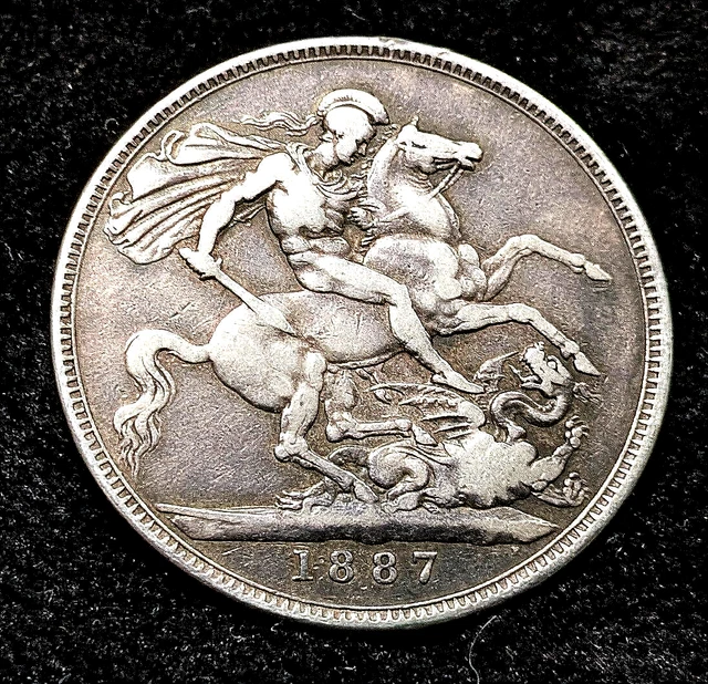 1897 SOLID SILVER Antique Queen Victoria Crown Coin Juventus Formed ...