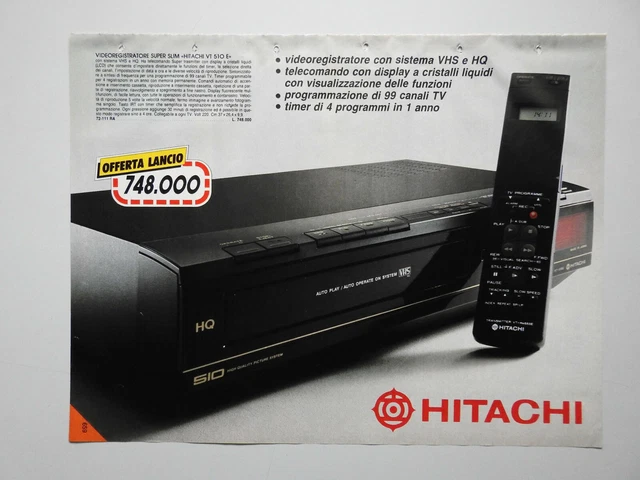 1989 HITACHI VT510E VHS Video Tape Player 1 Page Ad Catalog ...