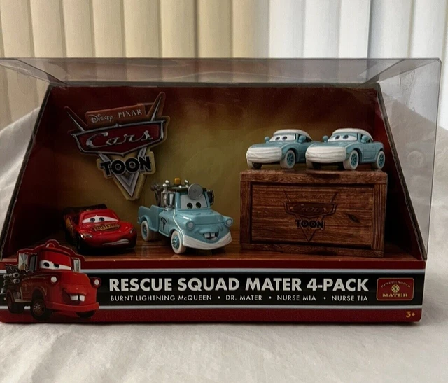 Disney Store Pixar Cars Toon Rescue Squad Dr Mater 4 Pack Mcqueen Nurse