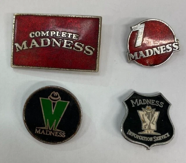 MADNESS 4 X Vintage Early 1980s enamel Button Badges Punk New Wave Ska ...