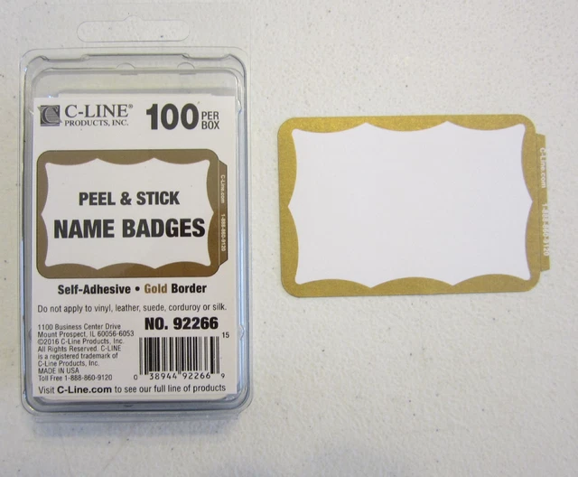 100 GOLD BORDER Badges Name Tags Labels Id Stickers Peel And Stick ...
