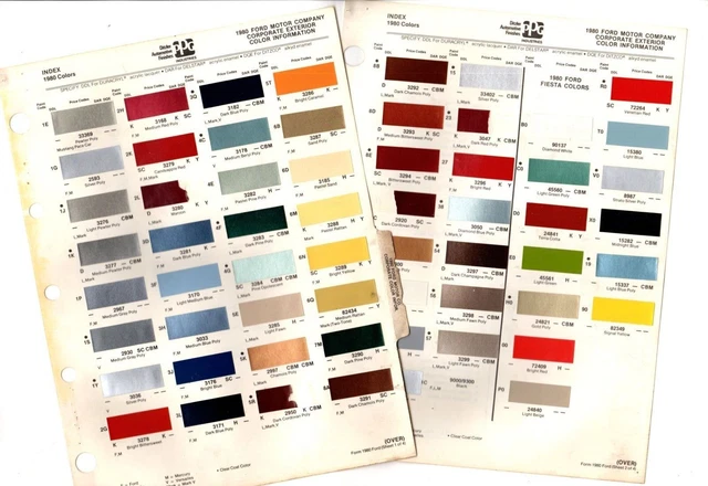 1980 FORD LINCOLN MERCURY EXTERIOR Color Chip Chart Paint Sample Brochure PPG EUR 8 96 1980-ford-lincoln-mercury-exterior-color-chip-chart-paint-sample-brochure-ppg-eur-8-96