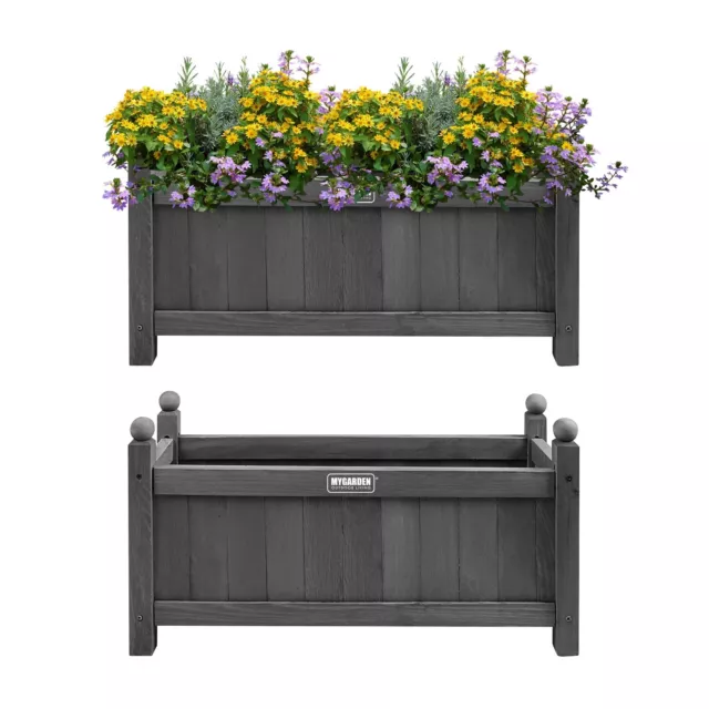 GARDEN WOODEN PLANTER Box Square Rectangular Outdoor Display Plants Flower Pot £19.99 - PicClick UK