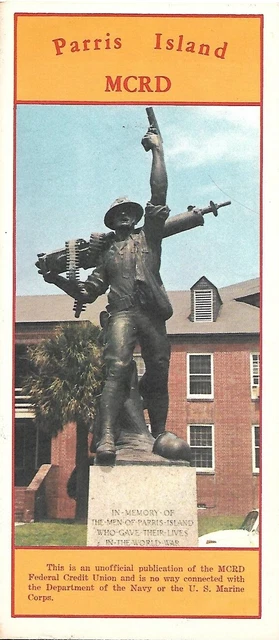 1970S MARINE CORPS Recruit Depot Map Brochure PARRIS ISLAND South ...