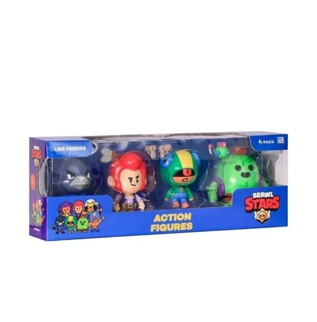 BRAWL STARS LINE Friend Action Figure 4 Pack Spike, Colt, Leon & Crow 4 ...