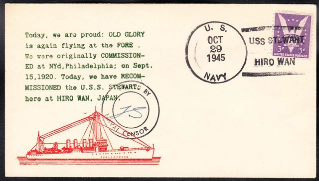 RARE WWII CAPTURED by Japan USS STEWART DD-224 Glenn Dye Naval Cover ...