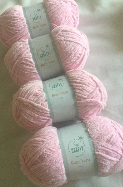 400G PINK BABY YARN 4 x 100g So Crafty Chunky Chenille and BLANKET ...