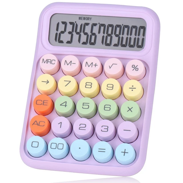 MECHANICAL PUSHBUTTON CALCULATOR, 12 Digit LCD Display, Big Buttons ...
