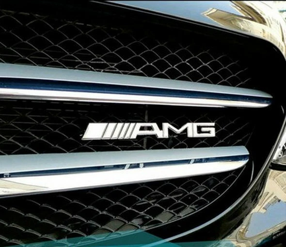 METAL AMG FRONT Grill Badge Emblem Chrome Silver for Mercedes Benz High ...