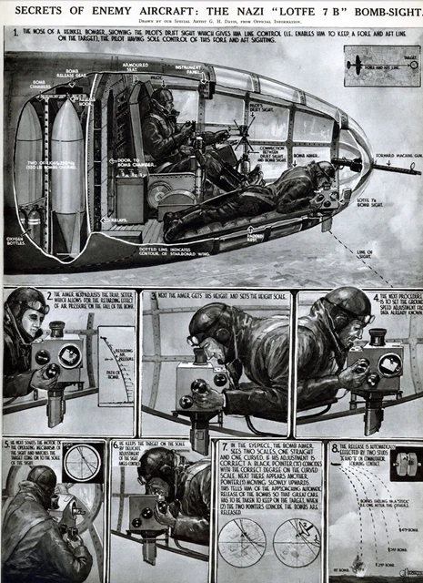 WW2 USAAF GERMAN Luftwaffe Bomber Bomb-Sight Description Poster Print £ ...