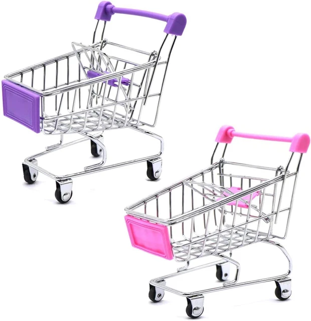 MINI SHOPPING CART Trolley - Pink and Purple - 2 Pcs Storage Basket ...