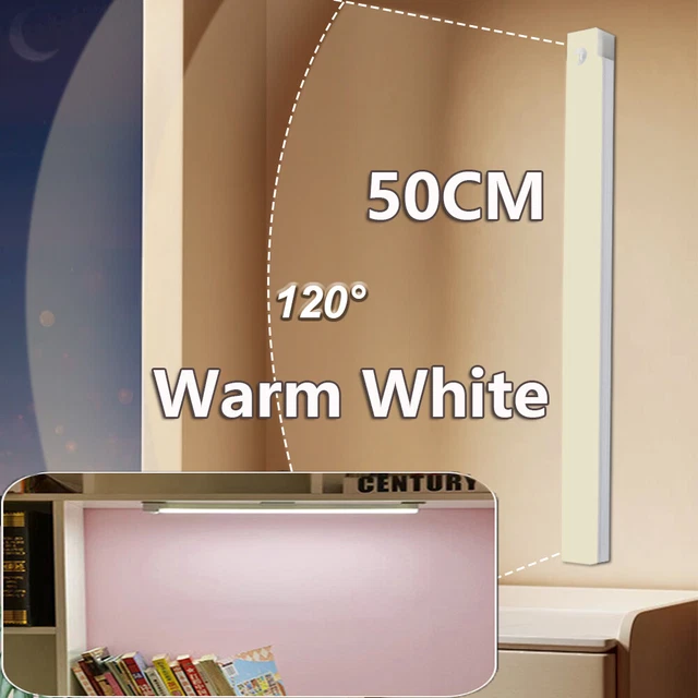 50CM STRIP LIGHT LED PIR Motion Sensor Warm Rechargeable Magnetic ...