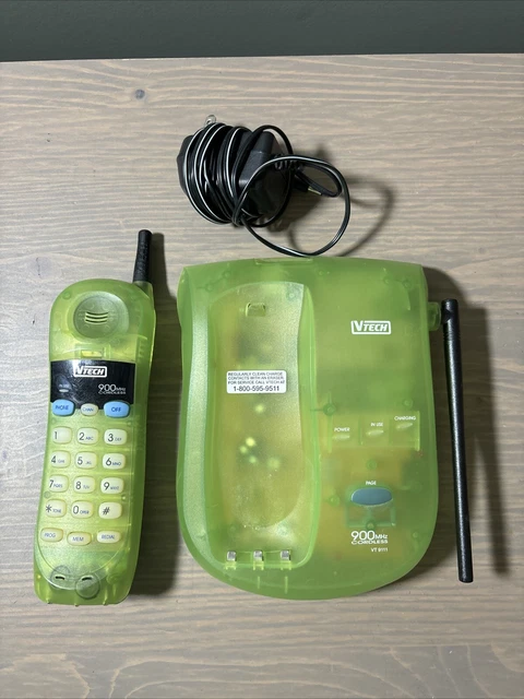 90'S VTECH CORDLESS Phone Fone SingleLine Green Lime Model VT 9111 ...
