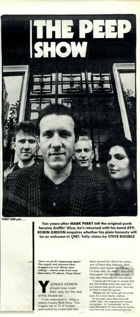 28/11/87PT16/17 ARTICLE & Picture. Mark Perry Alternative Tv Band.. £5. ...