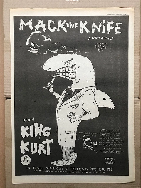 KING KURT MACK THE KNIFE POSTER SIZED original music press advert from ...