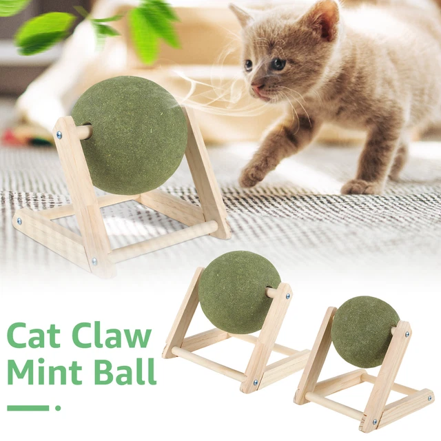 CAT MINT BALL Toy Safe Catnip Floor Ball Toy with Wood Base Interactive`** £18.52 - PicClick UK