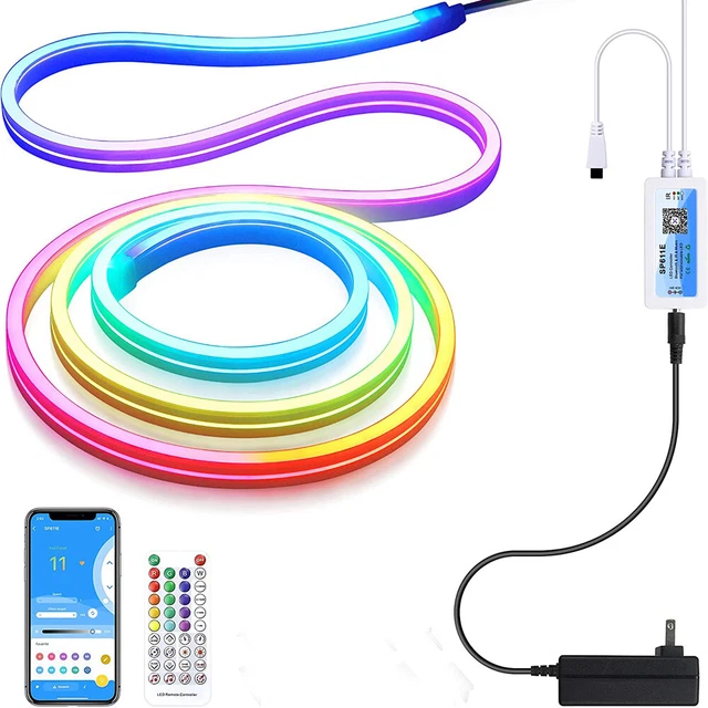 BLUETOOTH APP CONTROL ws2811 RGB IC LED Neon Strip light Sign Neon rope ...