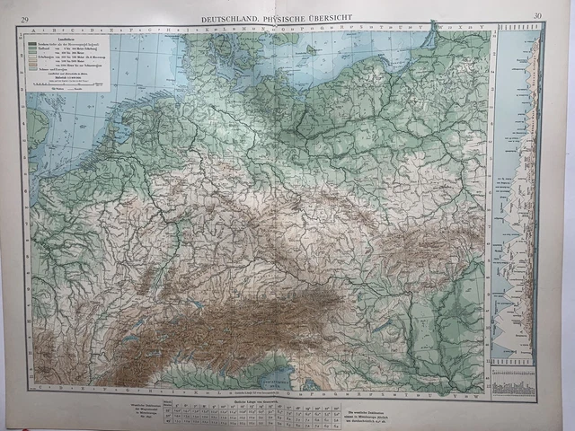 1899 PHYSICAL MAP Of Germany Original Antique Map by Richard Andree EUR ...