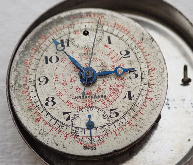 VINTAGE MENS SWISS Pierce Partial Chronograph Wristwatch Watch Movement ...