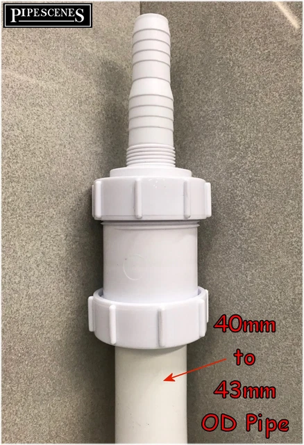 40MM - 43MM Pipe Washing Machine Spigot Waste Nozzle Compression Fit ...