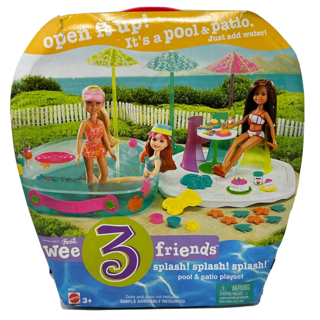 BARBIE - WEE 3 FRIENDS POOL And Patio PARTY PLAYSET MATTEL 2004 NRFB £ ...