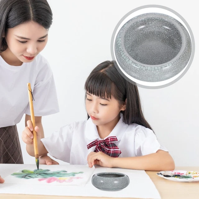 CHINESE INK DISH Porcelain Brush Pot Calligraphy Washing Bowl Plate $46 ...