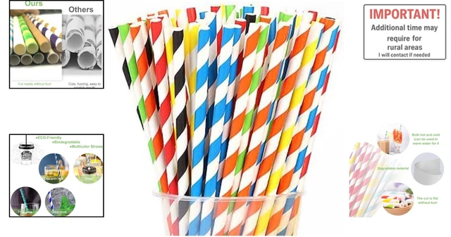 1000PCS BIODEGRADABLE COLORFUL Paper Straws for Eco-Friendly ...