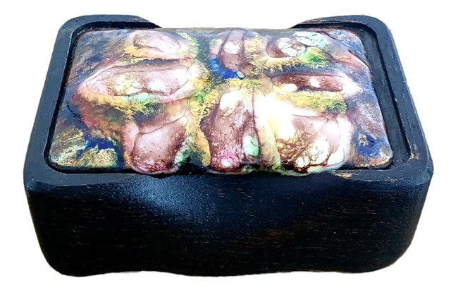 BOÎTE À BIJOUX en bois et émaux sur cuivre J. CAPO ESMALTES - ANNÉES ...