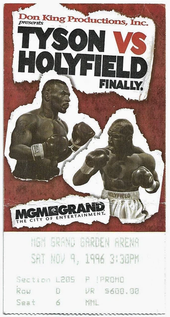 ORIGINAL VINTAGE MIKE Tyson vs Evander Holyfield Stub-Less Boxing Fight ...