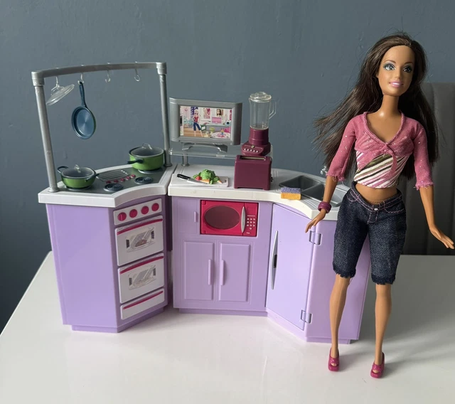 BARBIE PURPLE MY House Kitchen & Original Doll Complete please read £25 ...