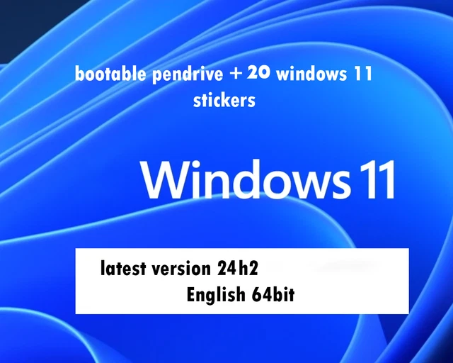 PACK FOR WINDOWS 11 24h2 latest version pendrive + 20 vinyl stickers £ ...
