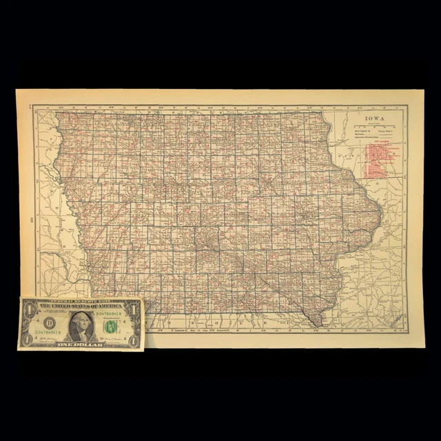 VINTAGE MAP OF IOWA Railroad Map LARGE Chicago North Western Railway C ...