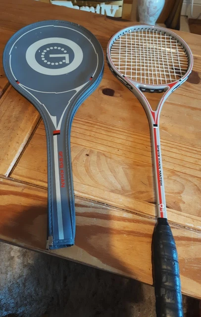GRAYS KHAN MATCH Vintage Squash Racket With Cover. Mid Size GC Graphite ...