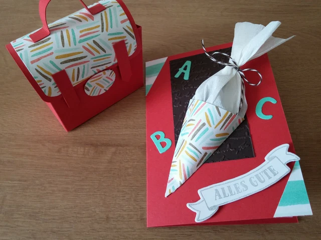 GESCHENKBOX U. KARTE zur Einschulung, Schulanfang, Handarbeit EUR 7,50 - PicClick DE