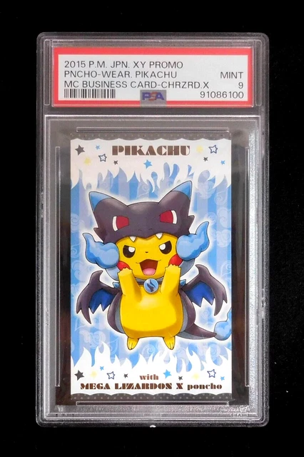 PSA 9 POKEMON Poncho Pikachu Mega Charizard X Giapponese Affari Promo ...