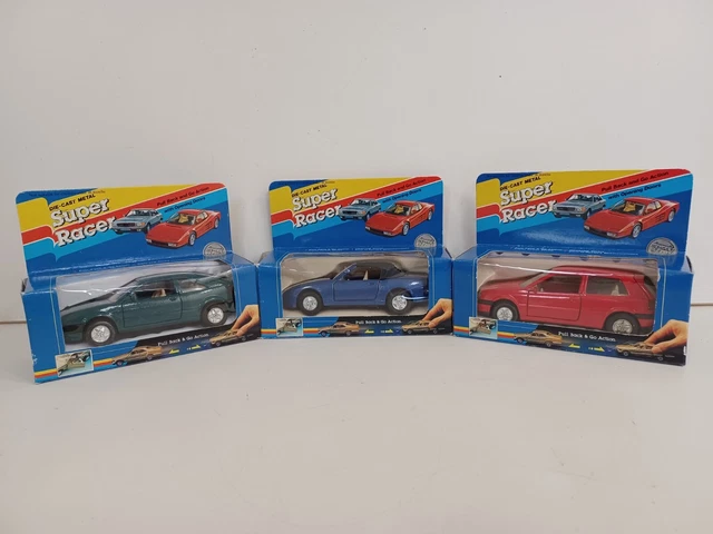 SUPER RACER DIE Cast Model Cars Vintage Boxed Set of Three Pull Back ...