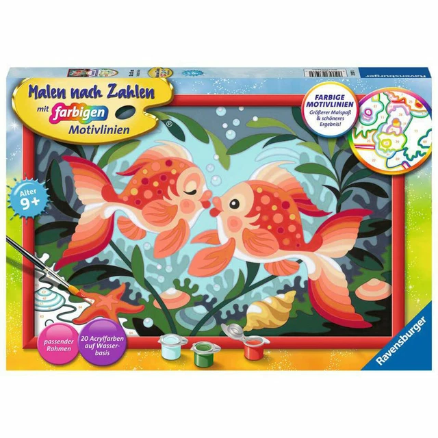 RAVENSBURGER MALEN NACH Zahlen Verliebte Fische Malvorlage Malset Malen Kinder EUR 25,60 ...