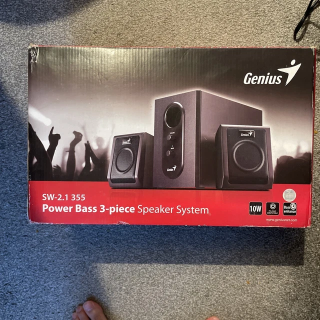 NEW GENIUS POWER Base 3-piece Speaker System Model No. SW-2.1 35S Mains ...